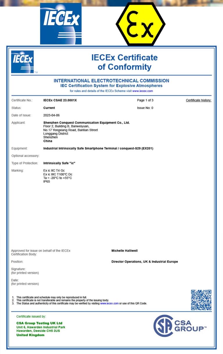 Industrial One | CONQUEST EX201 Intrinsically Safe Mobile Phone (ATEX)