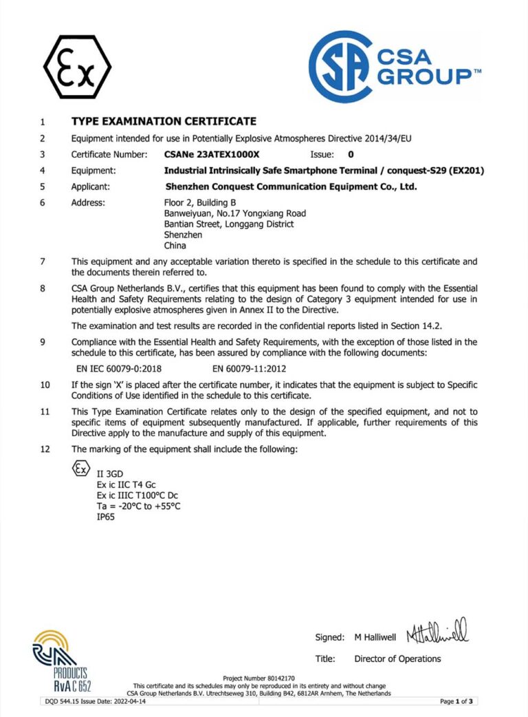 Industrial One | CONQUEST EX201 Intrinsically Safe Mobile Phone (ATEX)